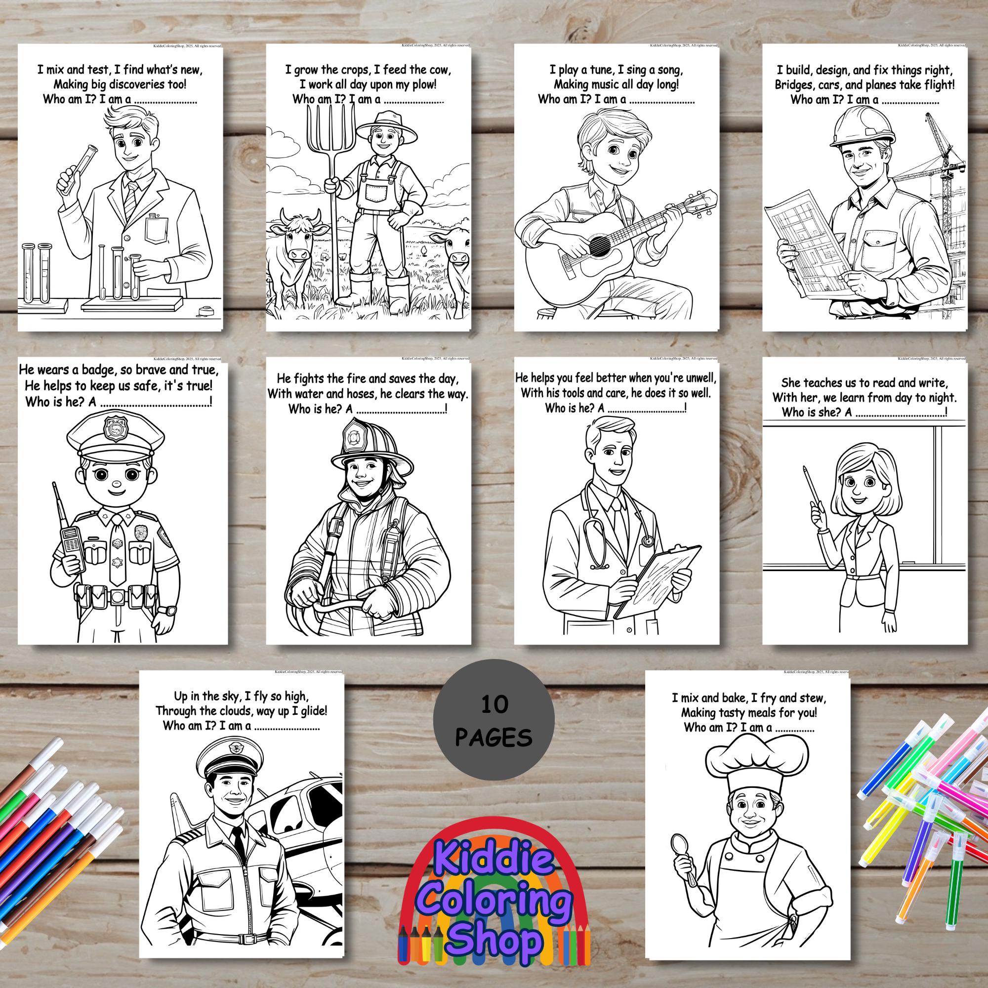 Career and Occupations Coloring Pages for Kids | Educational Printable ...