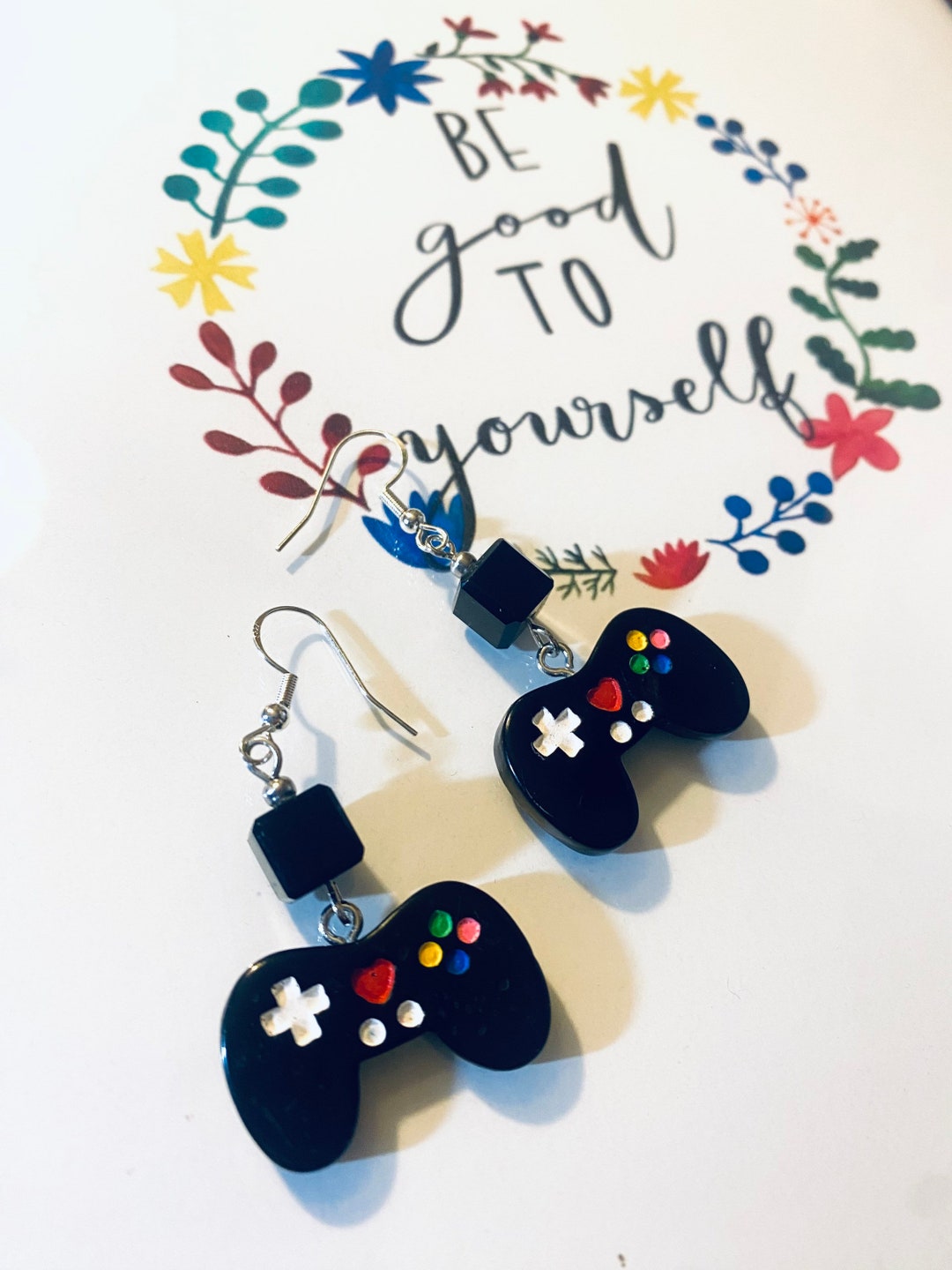 Sterling Silver Game Controller Beaded Dangle Earrings - Etsy