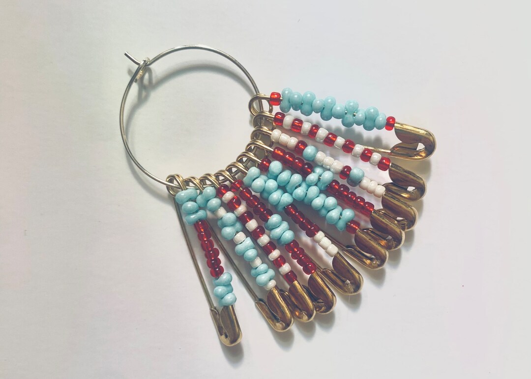 Set of 10 Nostalgic Safety Pin / Handmade Friendship Pins Turquoise ...