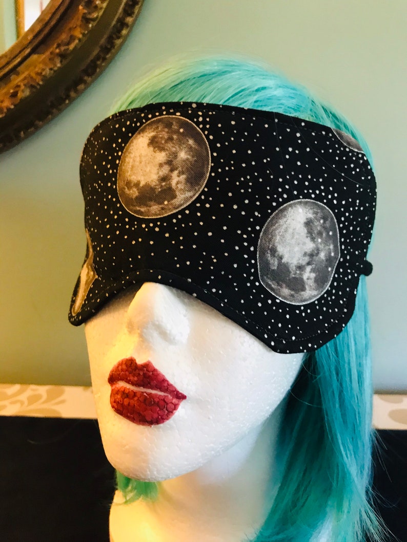 Full Moons & Polka Dots, Reversible and Washable Cotton Sleep Mask ...