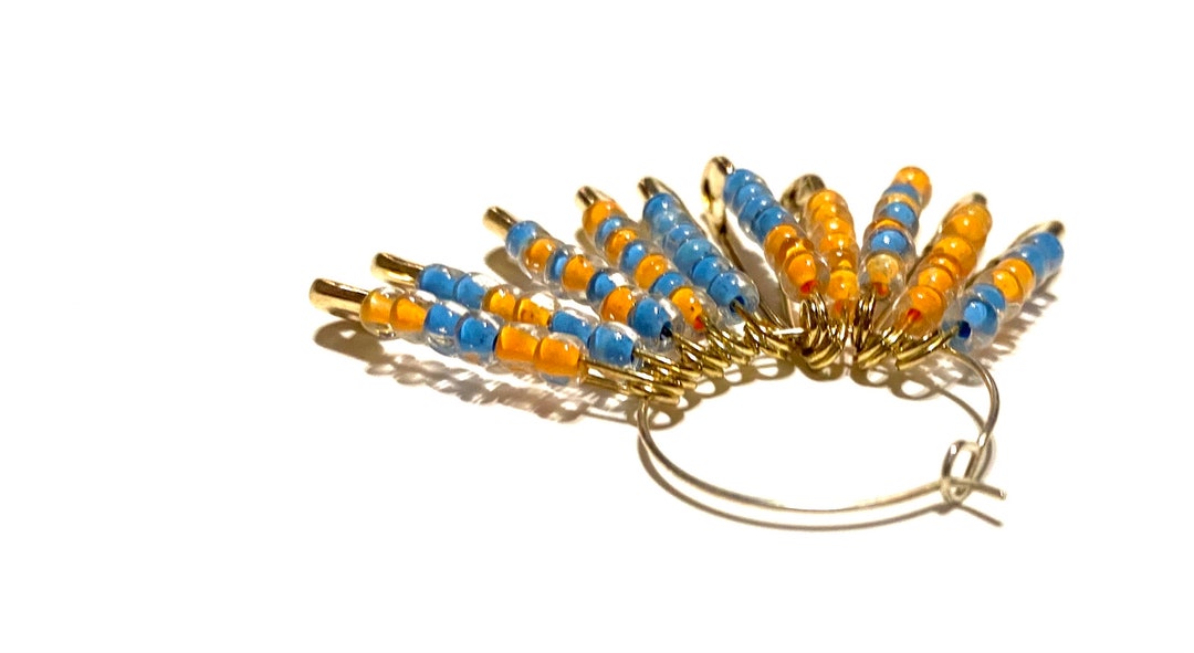 Set of 10 Nostalgic Safety Pin / Handmade Friendship Pins - Blue and ...