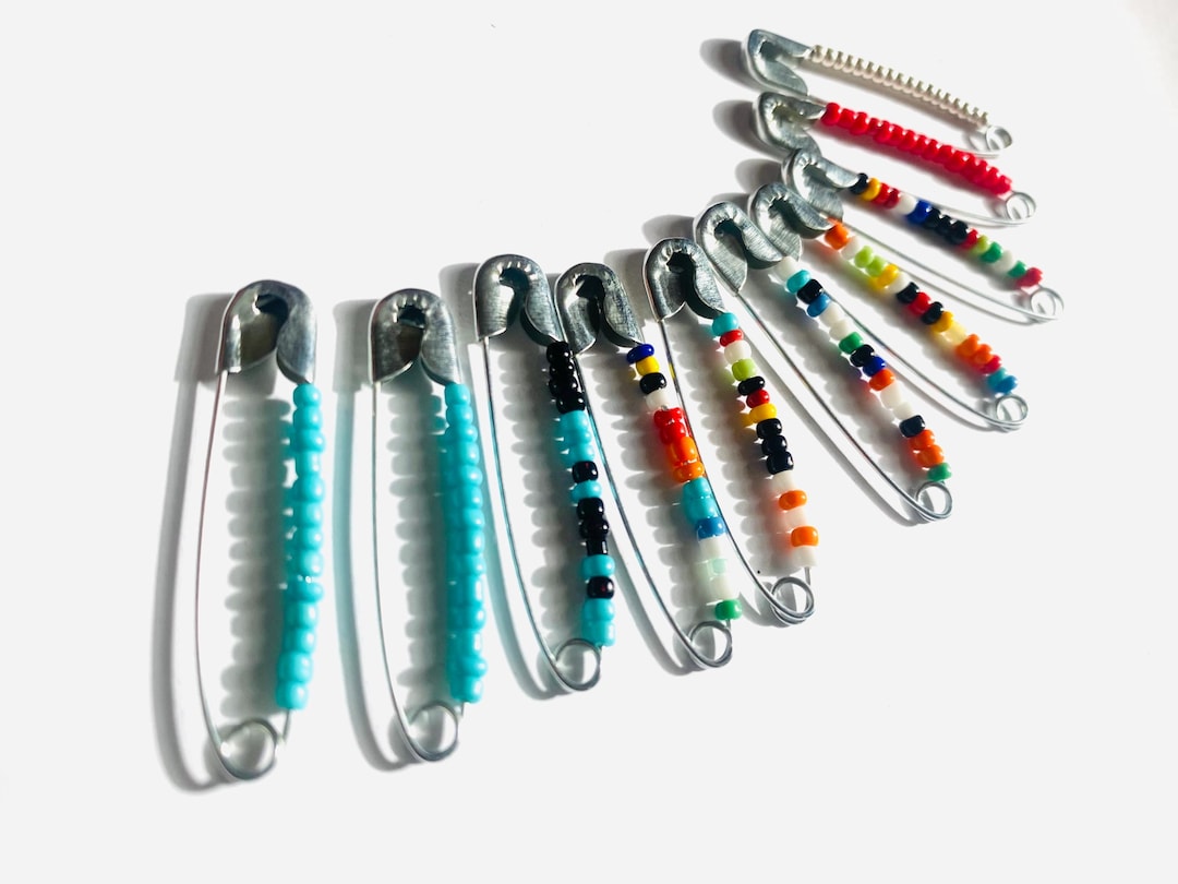 Set of 10 Nostalgic Safety Pin / Handmade Friendship Pins - Turquoise ...