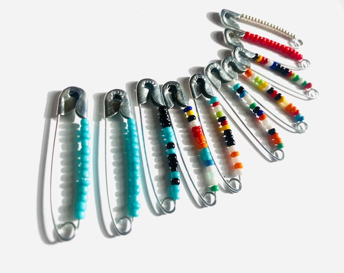 Set of 10 Nostalgic Safety Pin / Handmade Friendship Pins - Turquoise ...