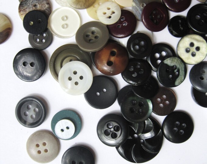 DESTASH Huge Flat Button Mix Mostly Vintage Dark and Whites - Etsy