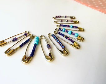 Set of 10 Nostalgic Safety Pin / Handmade Friendship Pins Multicolor - Etsy