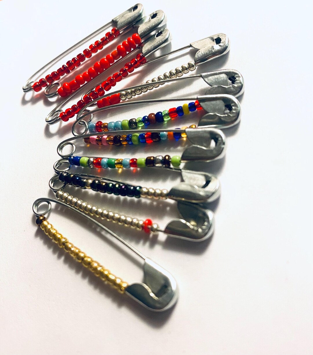Set of 10 Nostalgic Safety Pins / Handmade Friendship Pins ...