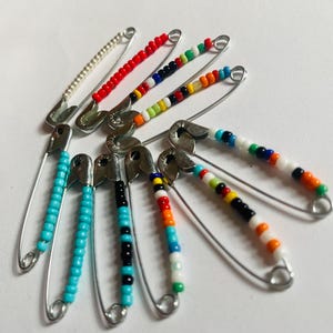 Set of 10 Nostalgic Safety Pin / Handmade Friendship Pins Turquoise ...