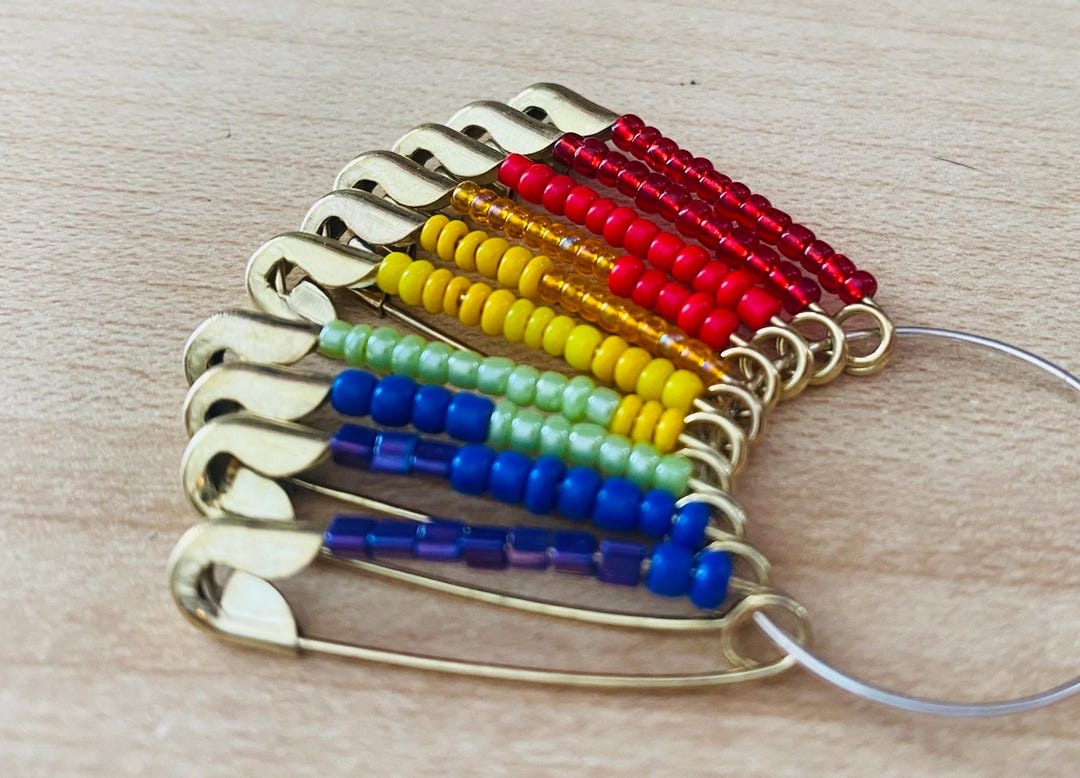 Set of 10 Nostalgic Safety Pin / Handmade Friendship Pins - Bright ...