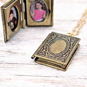 Personalized Book Locket Necklace: Vintage Brass Photo Keepsake - Etsy