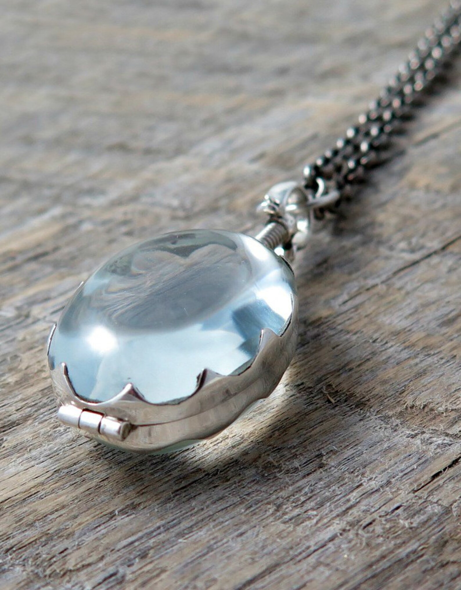 Sterling Silver Glass Locket Necklace Keepsake Photo Jewelry Dried ...