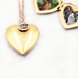 Pet Memorial Locket With Photos, Gold Heart Locket, Paw Print Jewelry ...