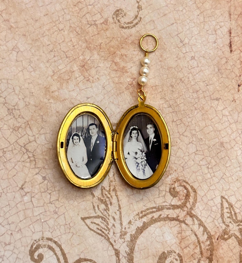 Gold Wedding Bouquet Locket, Bridal Locket With Pearls, Memory of Loved ...