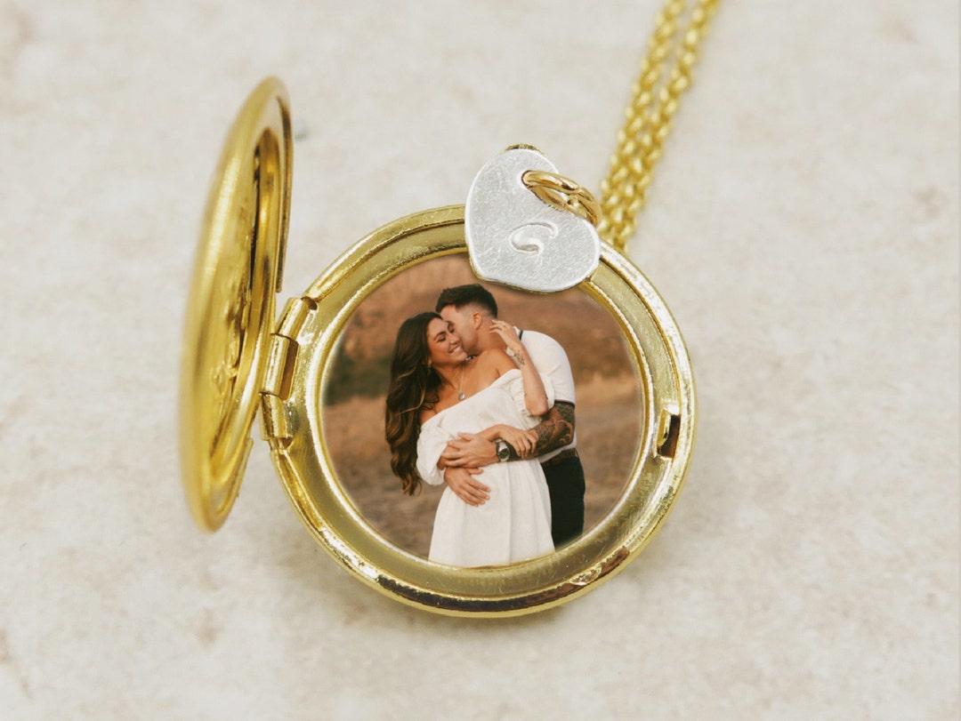Personalized Gold Flower Locket: Photo Keepsake Necklace - Etsy