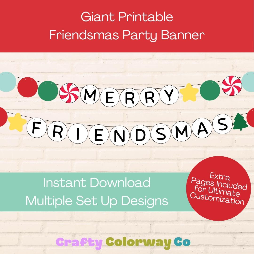 Merry Friendsmas Banner Instant Download PDF Printable Friendship ...