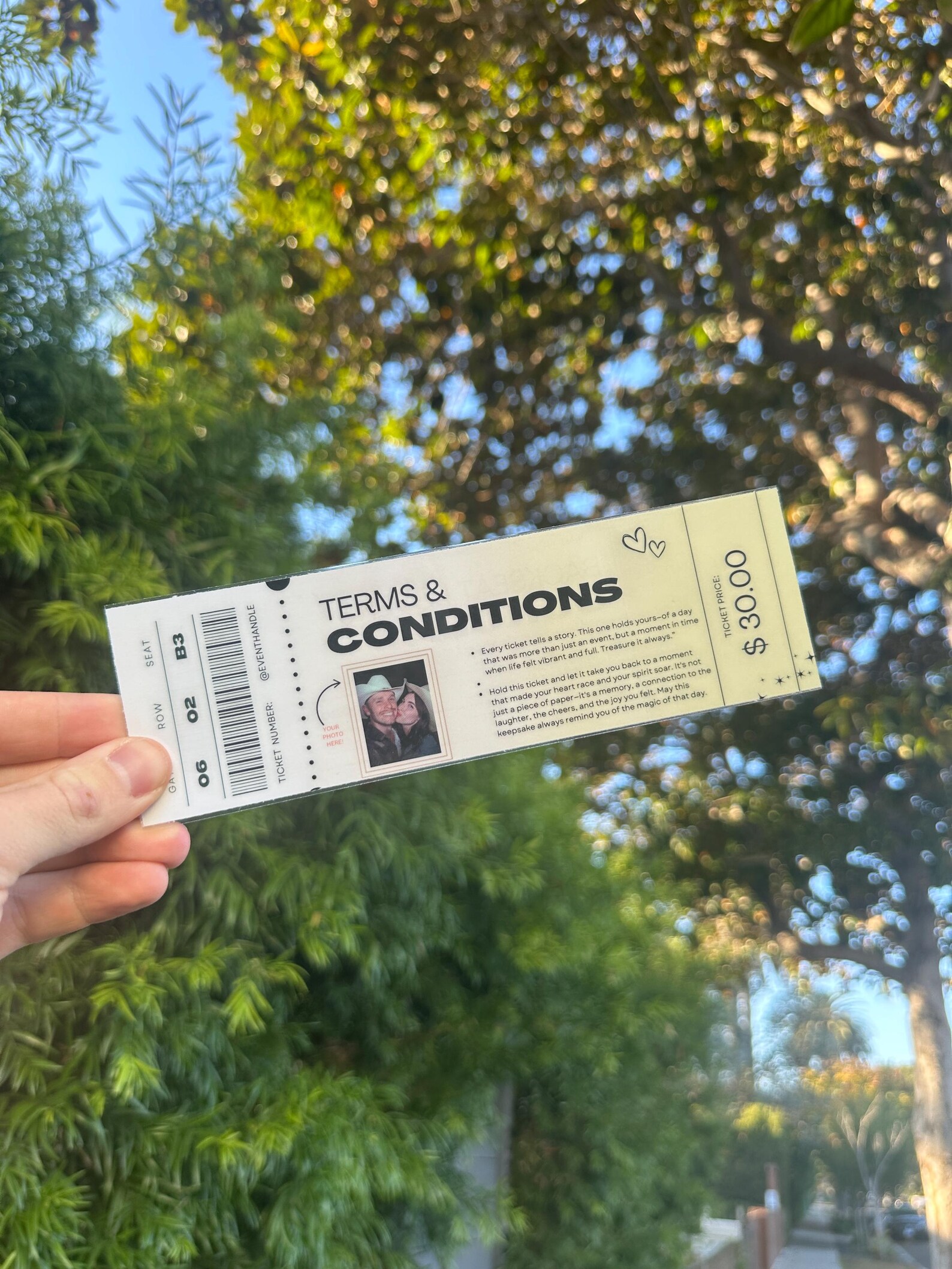 Custom Concert Ticket Memento – Personalized Keepsake for Your Special ...