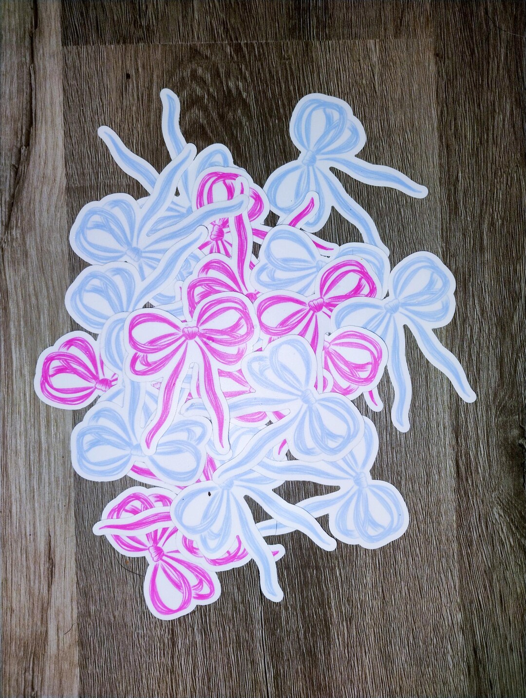 Waterproof Vinyl Bow Sticker | Waterproof Bow Ribbon Pink Blue Sticker ...
