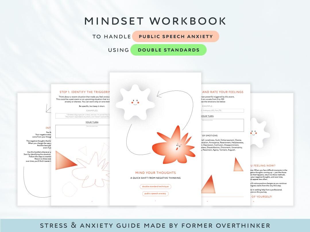 Anxiety Journal & CBT Worksheets | Public Speaking | Relief Workbook ...