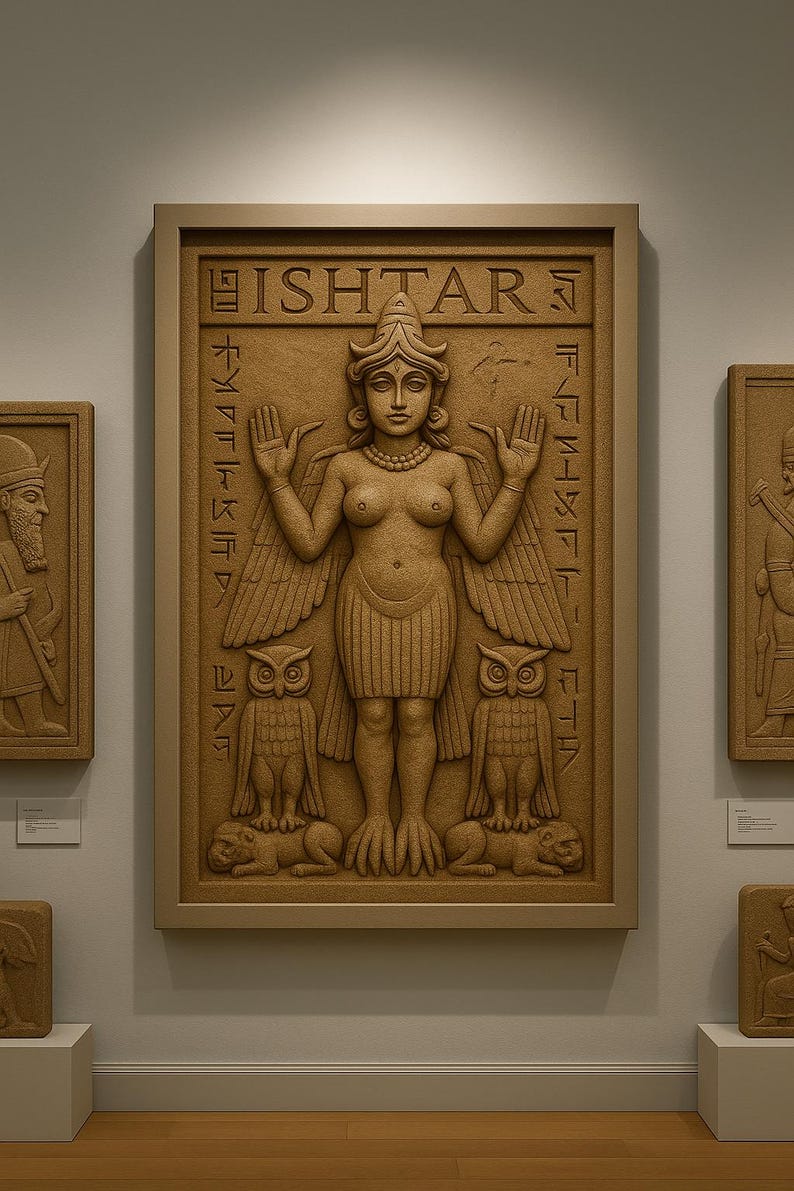 Ancient Ishtar Relief Wall Art Print – Mesopotamian Goddess Digital Download | Babylonian ...