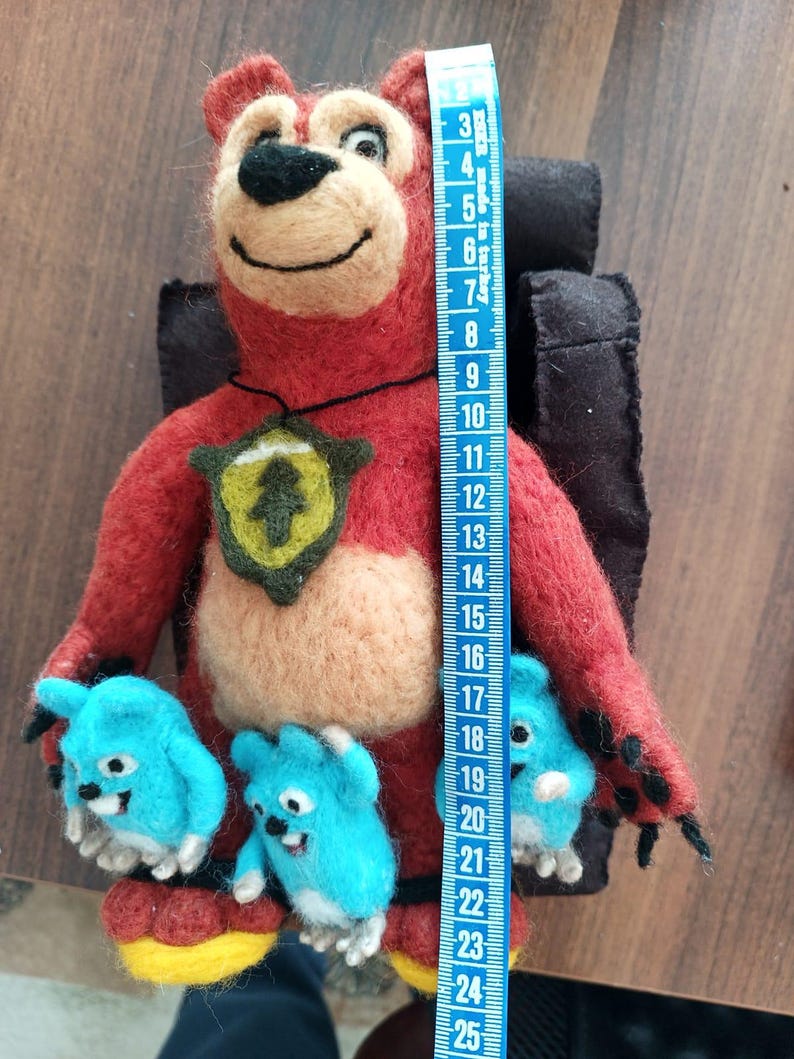 Needle Felted Grizzy and Lemmings Wool Plush Set: Handmade Art Dolls ...