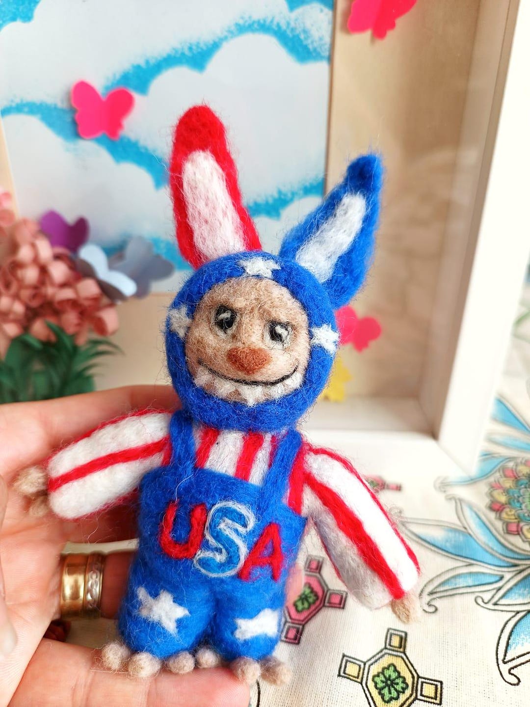 Handmade Patriotic Labubu Figurine Felt Doll – USA Independence Day ...