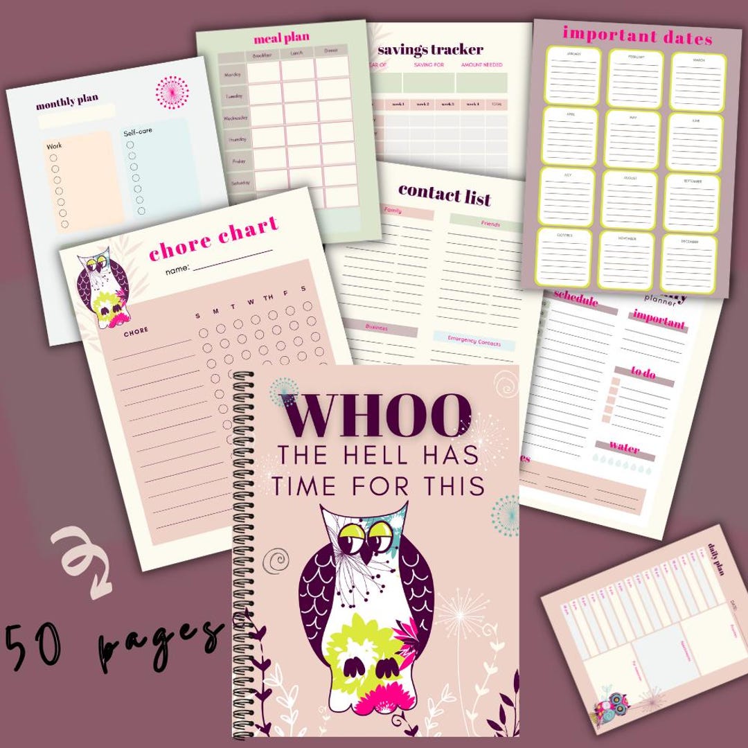 Funny Planner, Owl Themed Planner, Owl Lover Gifts, Organizer, Planner ...