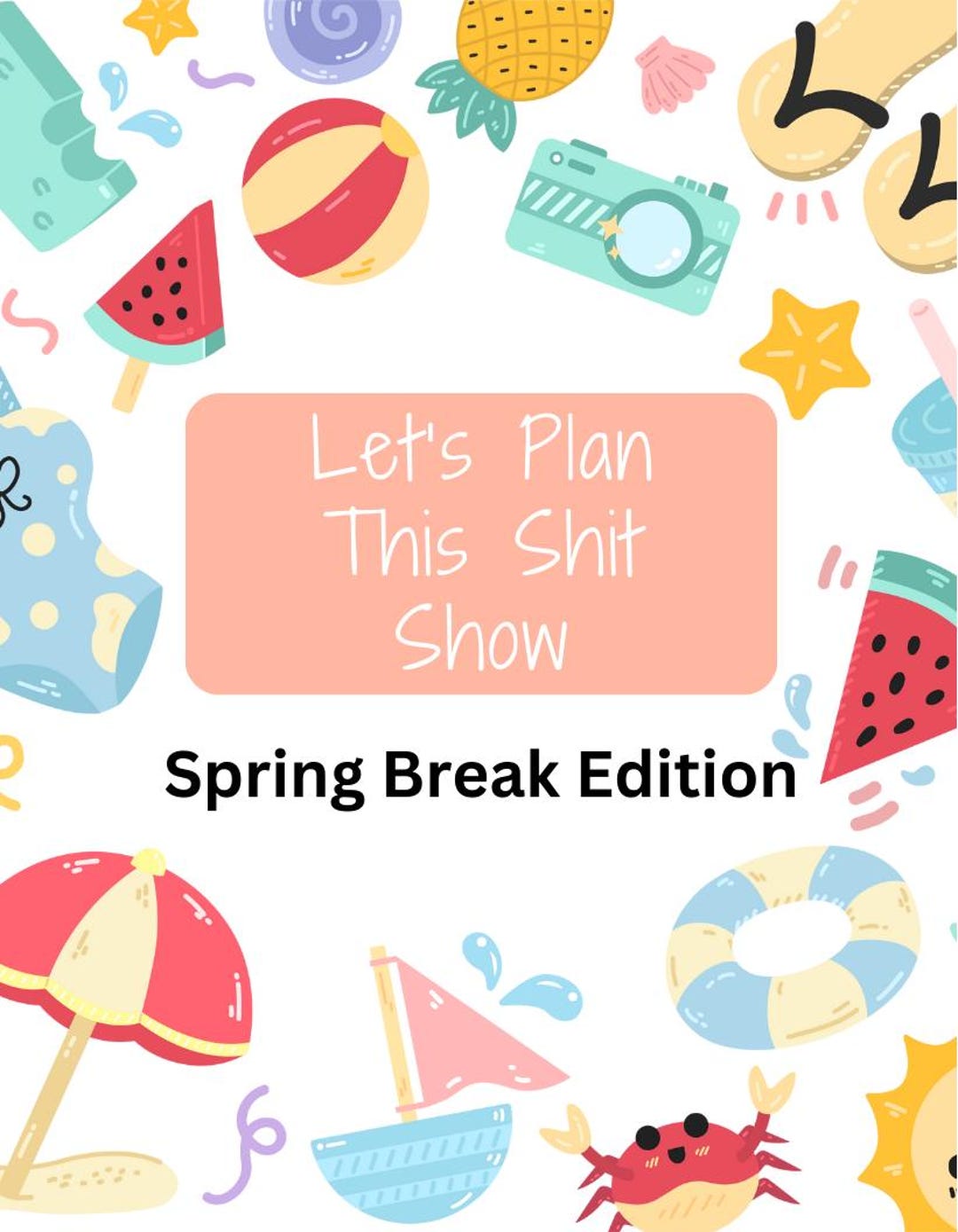 Spring Break Planner, Spring Vacation Organizer,beach Trip Planner ...
