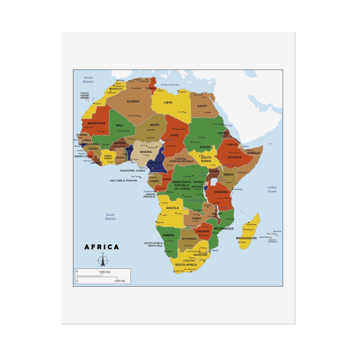 Printable Political Map of Africa |country Borders and Capitals ...