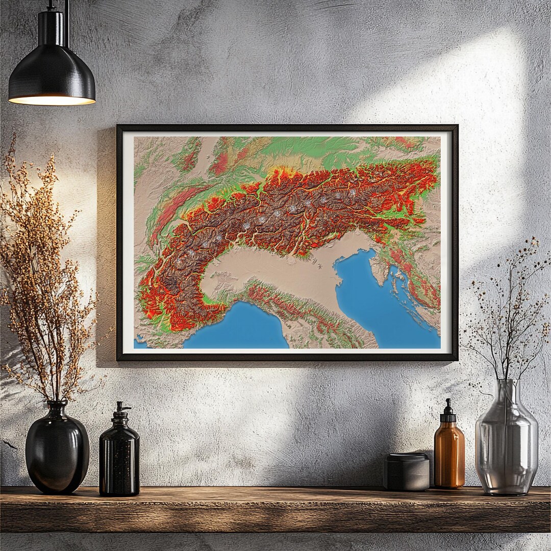 Alps,the Alps Vintage Map Print, Digital Download Art,the Alps ...