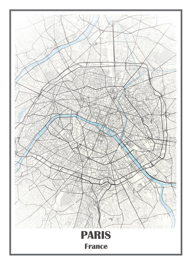 Paris Map | Vintage City Map of Paris | Printable Topographic Paris Map ...