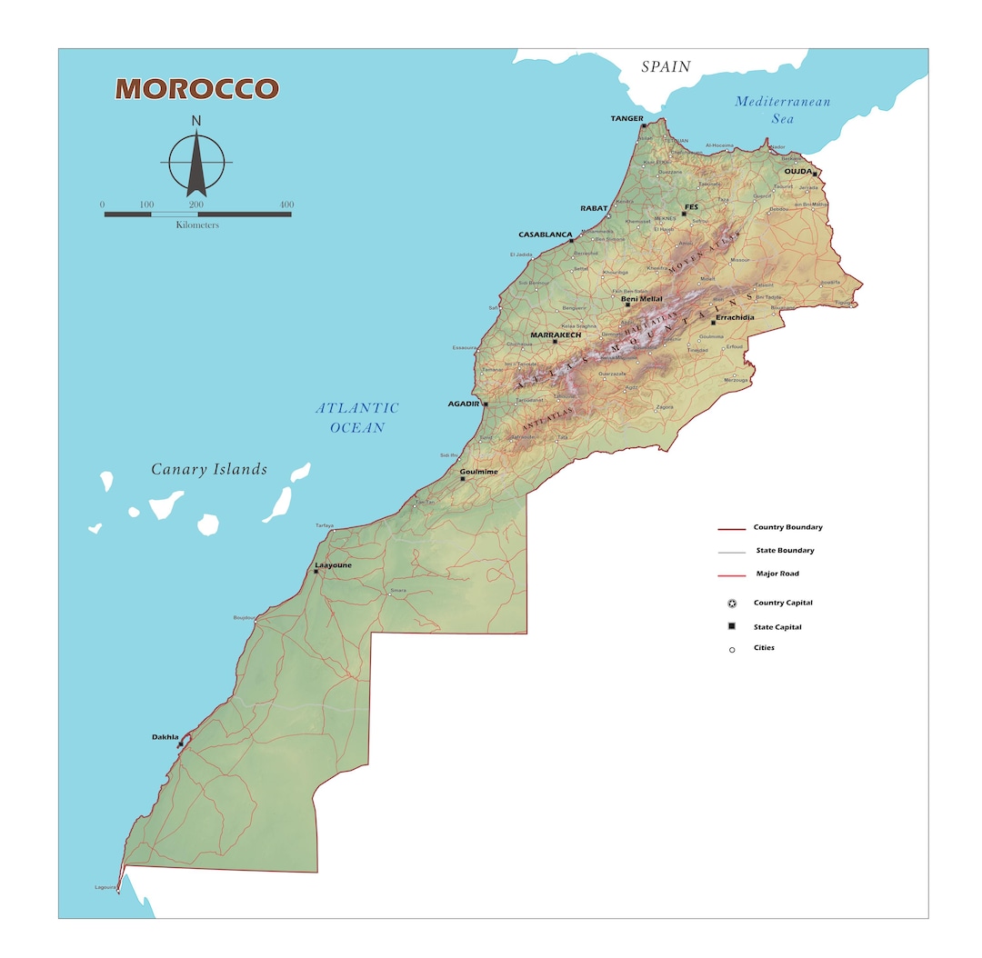 Relief Map of Morocco | Topographic Map of Morocco | High-Resolution ...