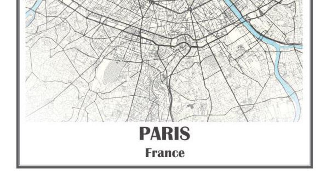 Paris Map | Vintage City Map of Paris | Printable Topographic Paris Map ...