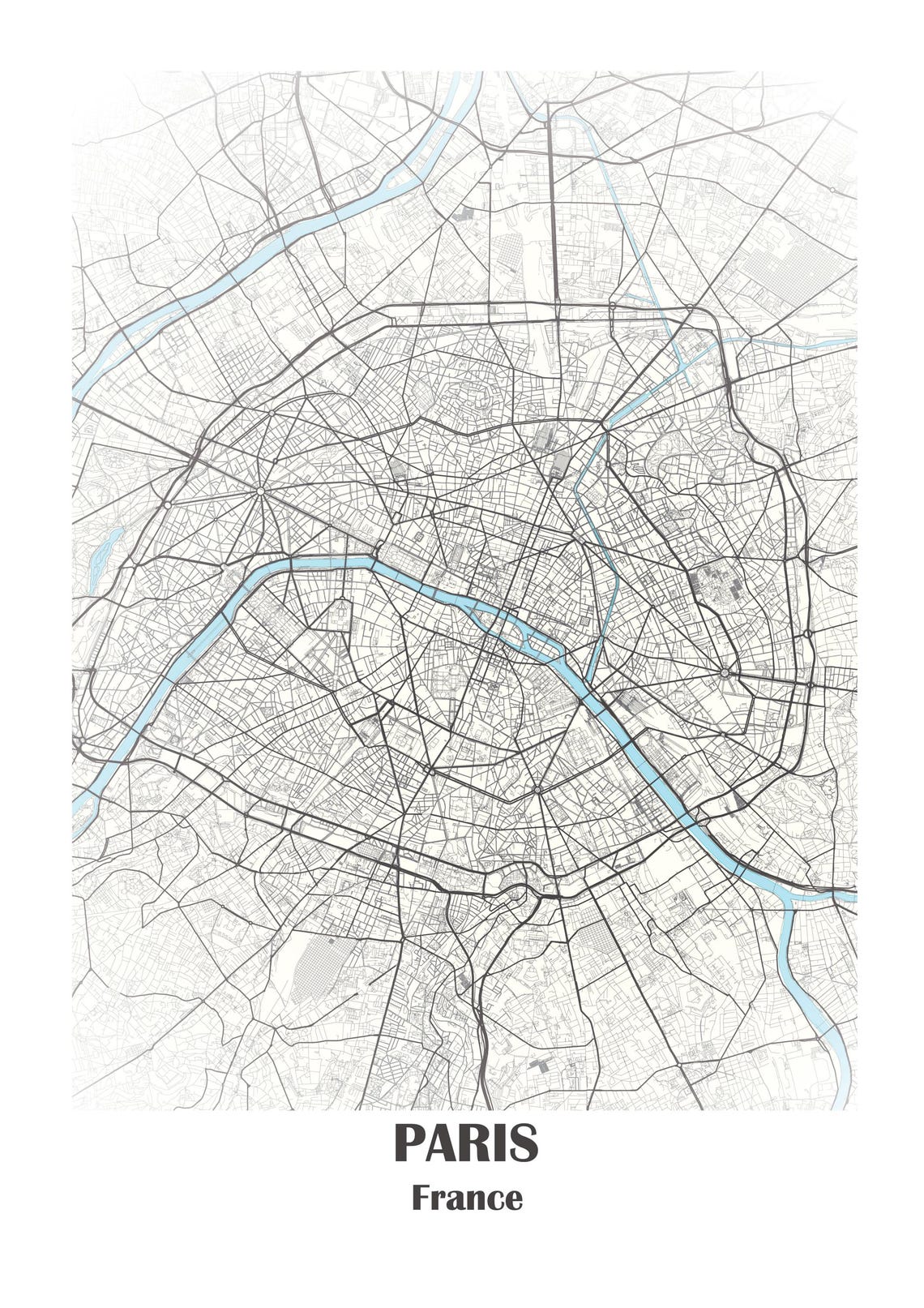 Paris Map | Vintage City Map of Paris | Printable Topographic Paris Map ...