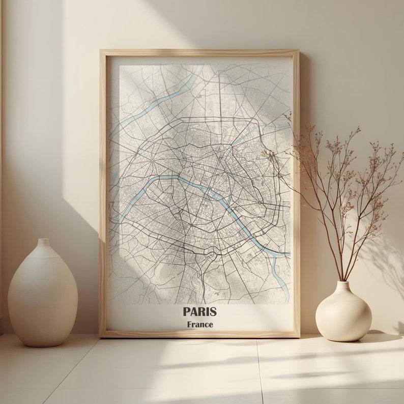 Paris Map | Vintage City Map of Paris | Printable Topographic Paris Map ...