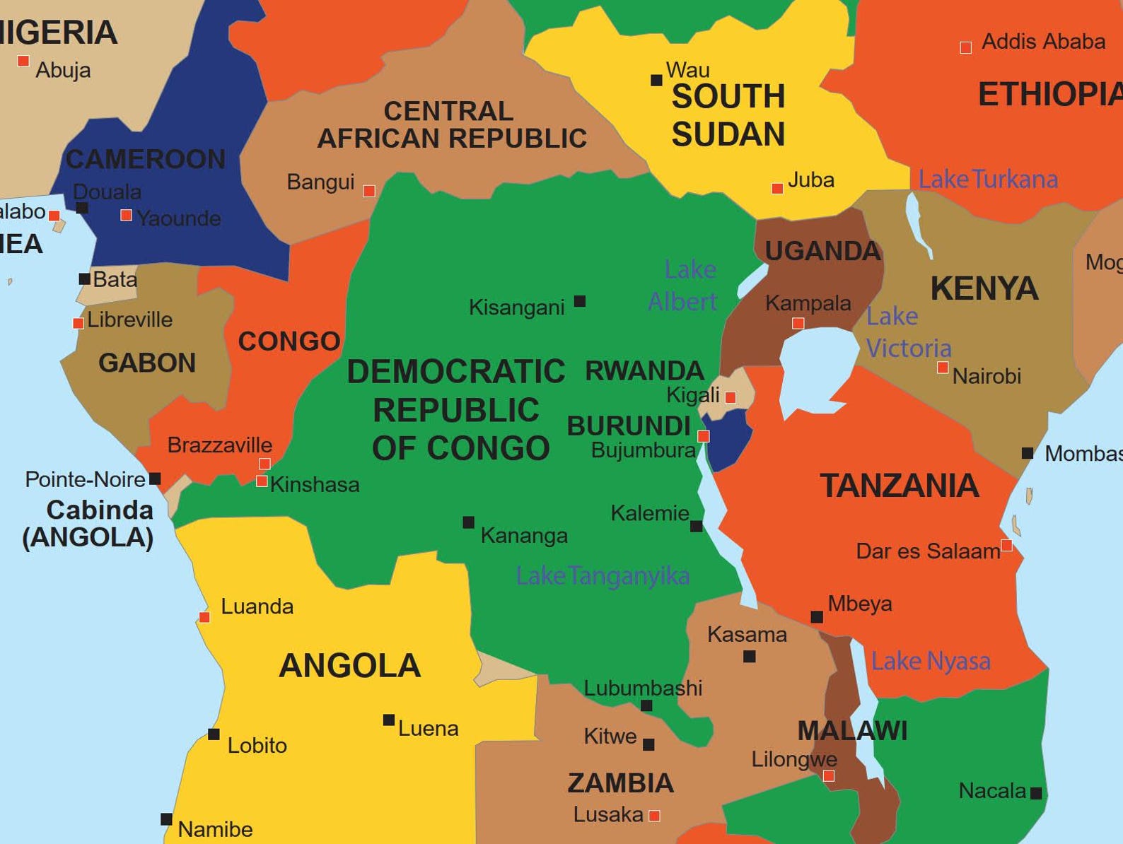 Printable Political Map of Africa |country Borders and Capitals ...
