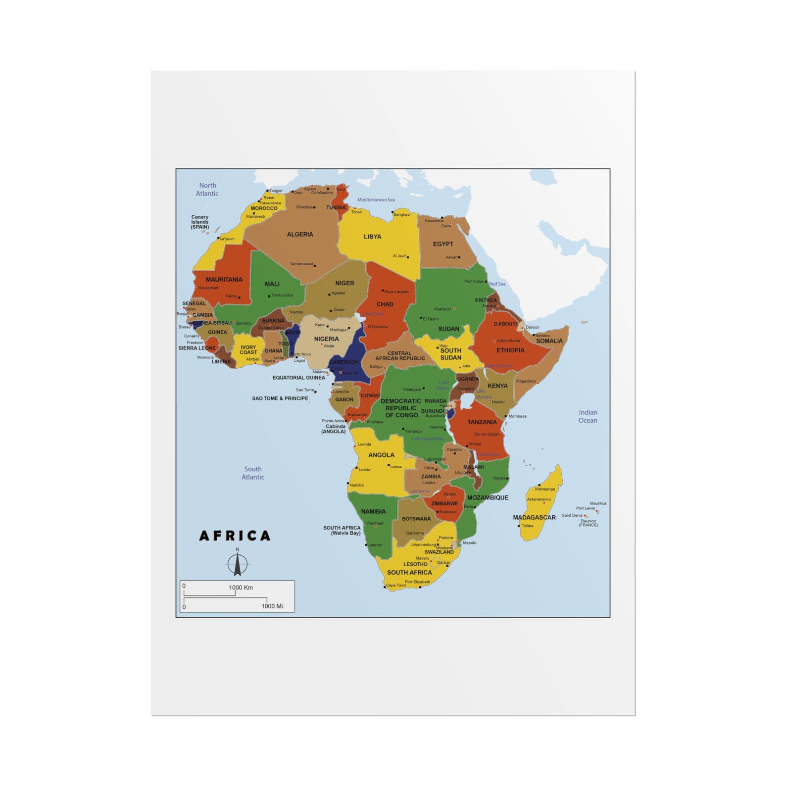 Printable Political Map of Africa |country Borders and Capitals ...