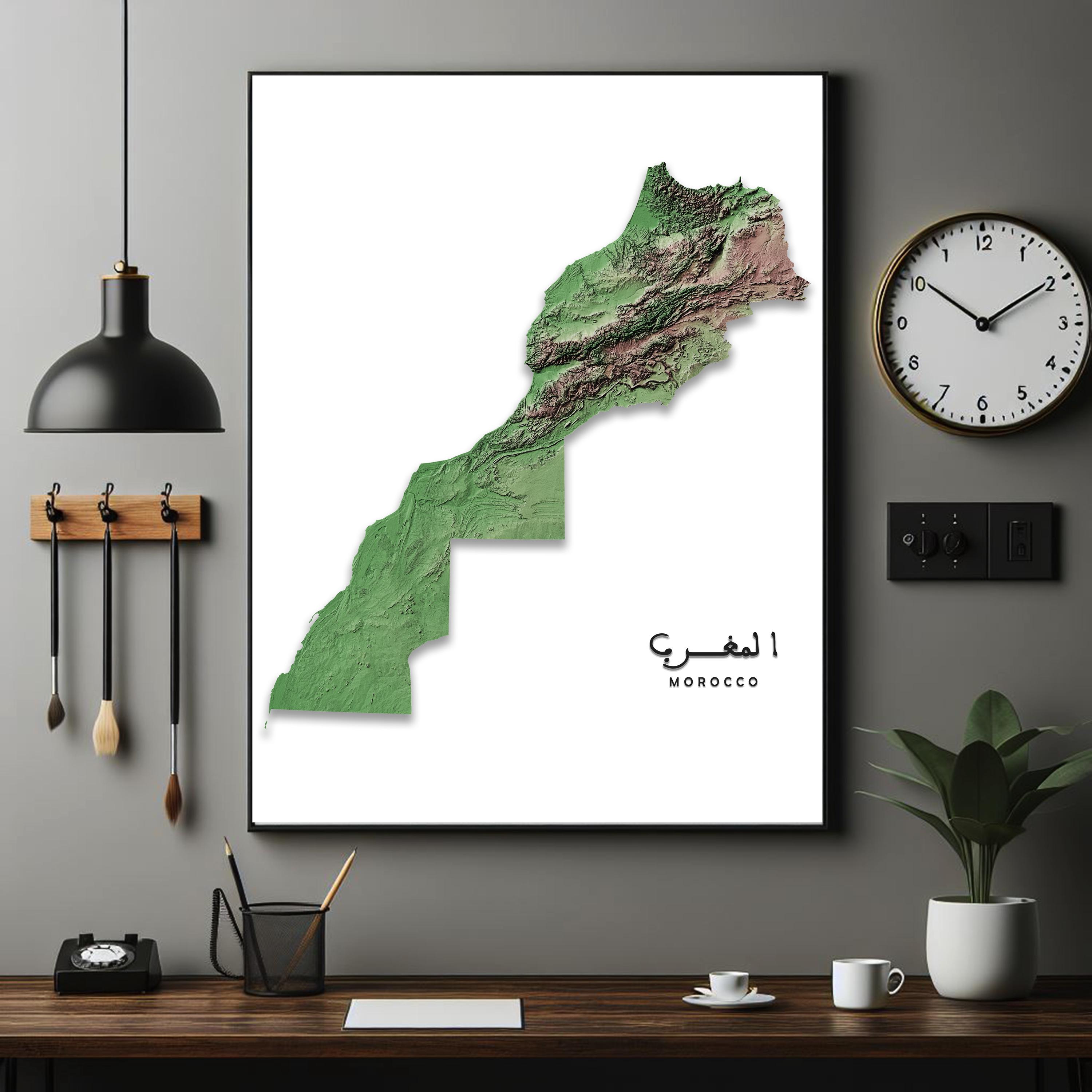 Morocco Relief Map | Morocco Printable Map | Digital Map of Morocco | Topographic Wall Art ...