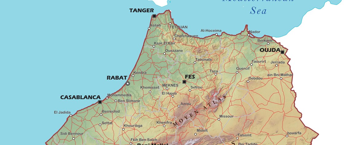 Relief Map of Morocco | Topographic Map of Morocco | High-resolution ...