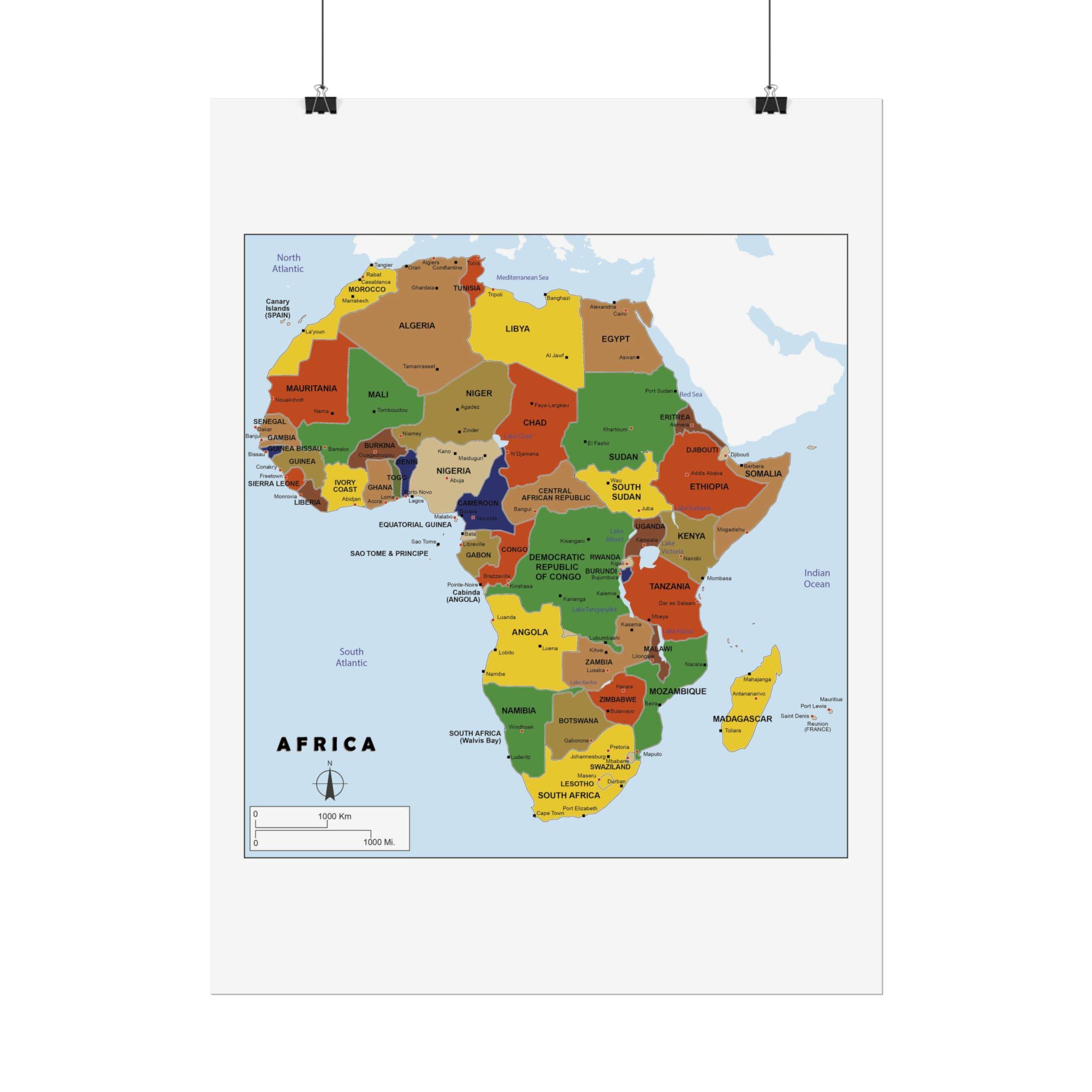 Printable Political Map of Africa |country Borders and Capitals ...
