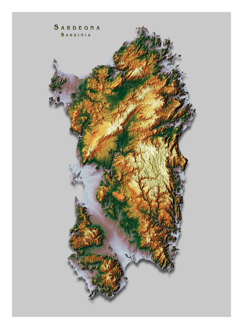Sardinia Map| Sardinia Relief Map | Printable Terrain Map | Italy Map ...