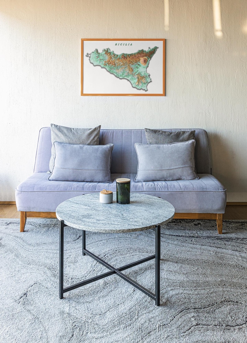 A Printable Shaded Relief Map of Sicily | Digital Topographic Map ...