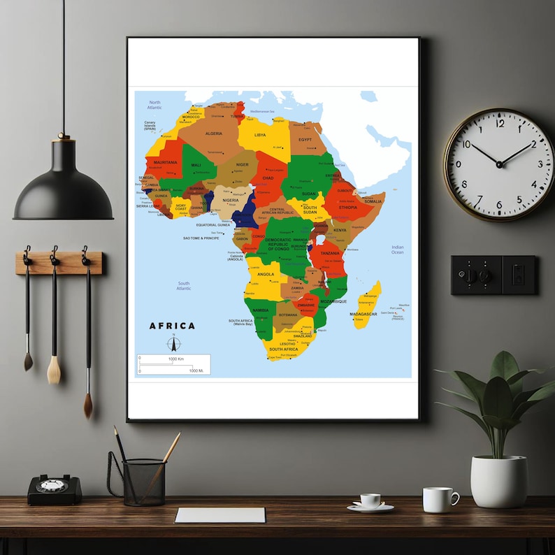 Mapa político imprimible de África | Fronteras de países y capitales ...
