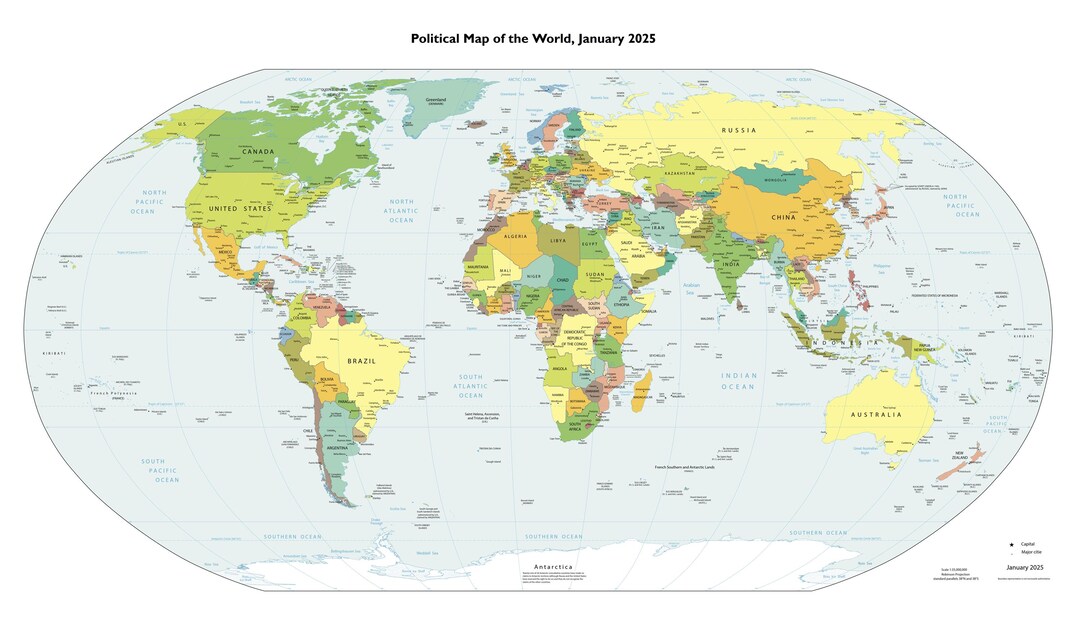 World Political Map 2025 | A0 Digital World Map | Latest Country ...