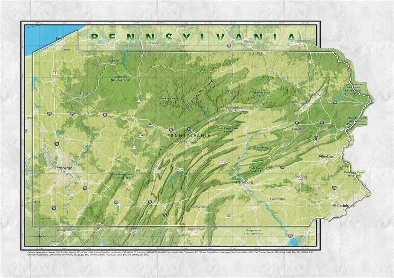 Pennsylvania Map | Vintage State Map of Pennsylvania | Printable ...