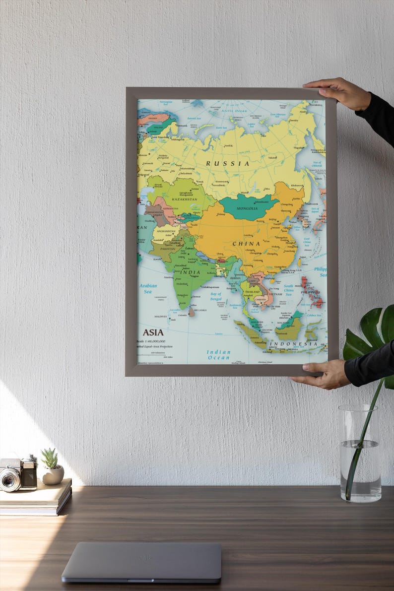 Printable Political Map of Asia 2025 | A3 High-resolution Digita Asia ...