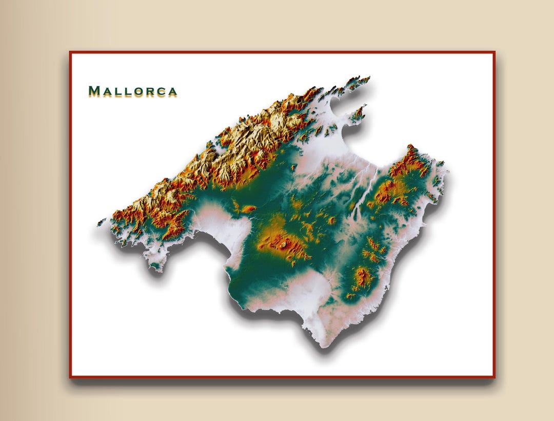 Printable Mallorca Relief Map | Palma Map, Decor, Gift ...