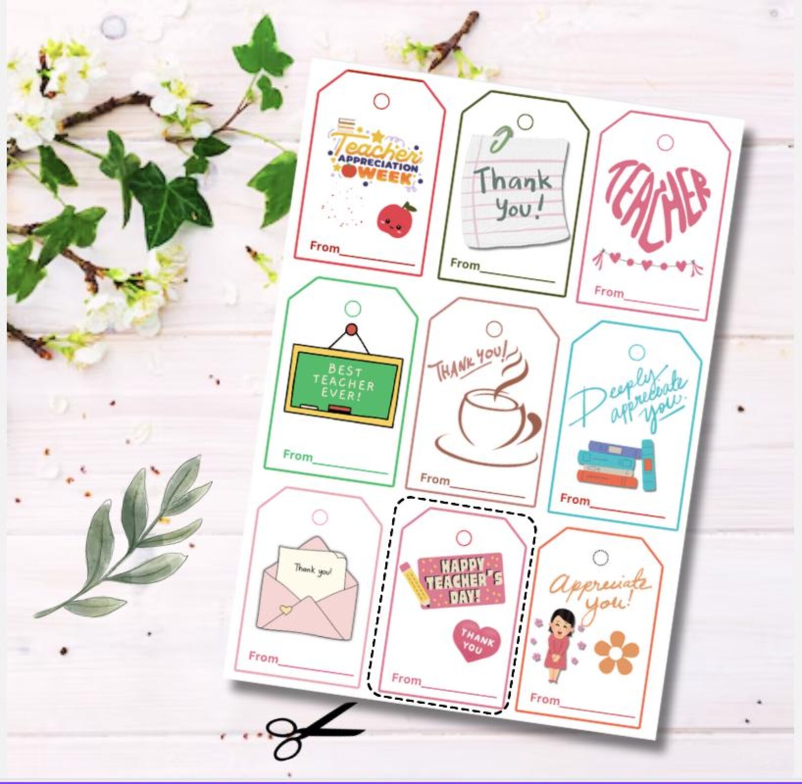 Teacher Appreciation Gift Tags: Printable Thank You Notes (PDF) - Etsy