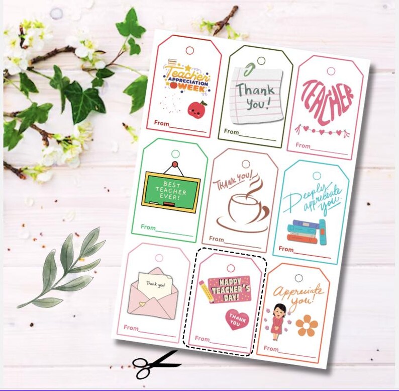 Teacher Appreciation Gift Tags: Printable Thank You Notes (PDF) - Etsy