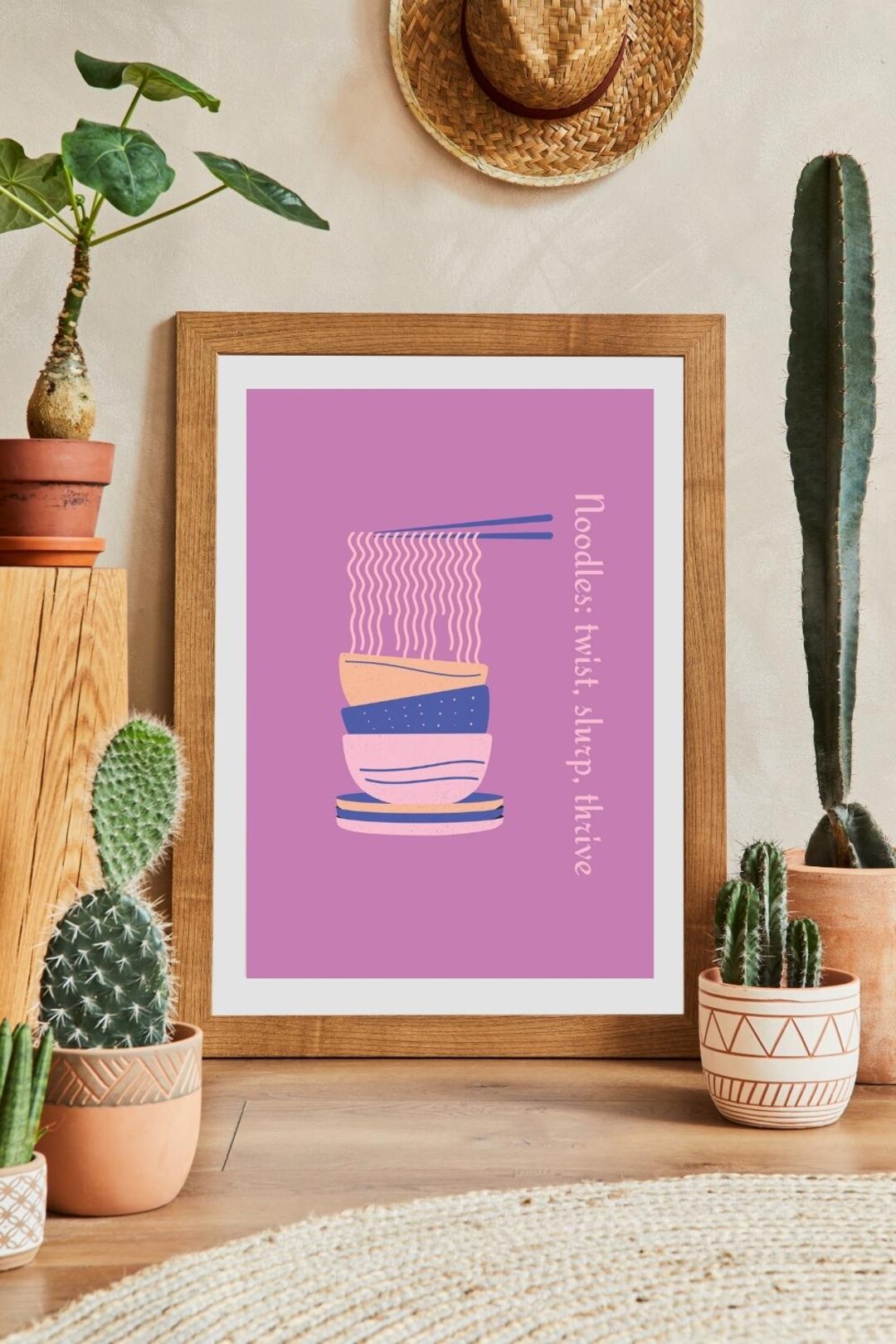 Colorful Noodle Art Print - Modern Kitchen Wall Decor - Japanese Food ...