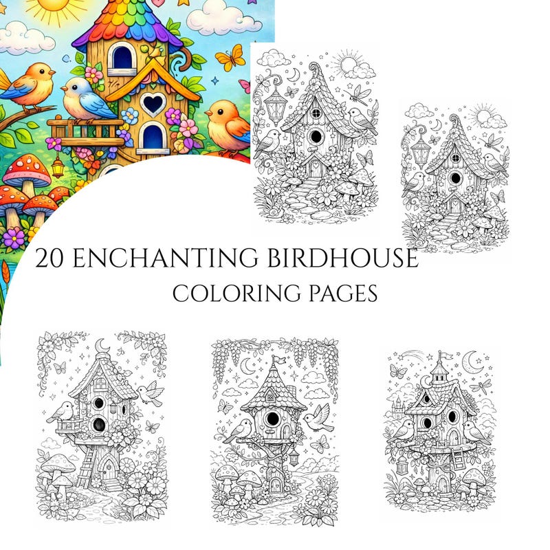 Birdhouse Coloring - Etsy