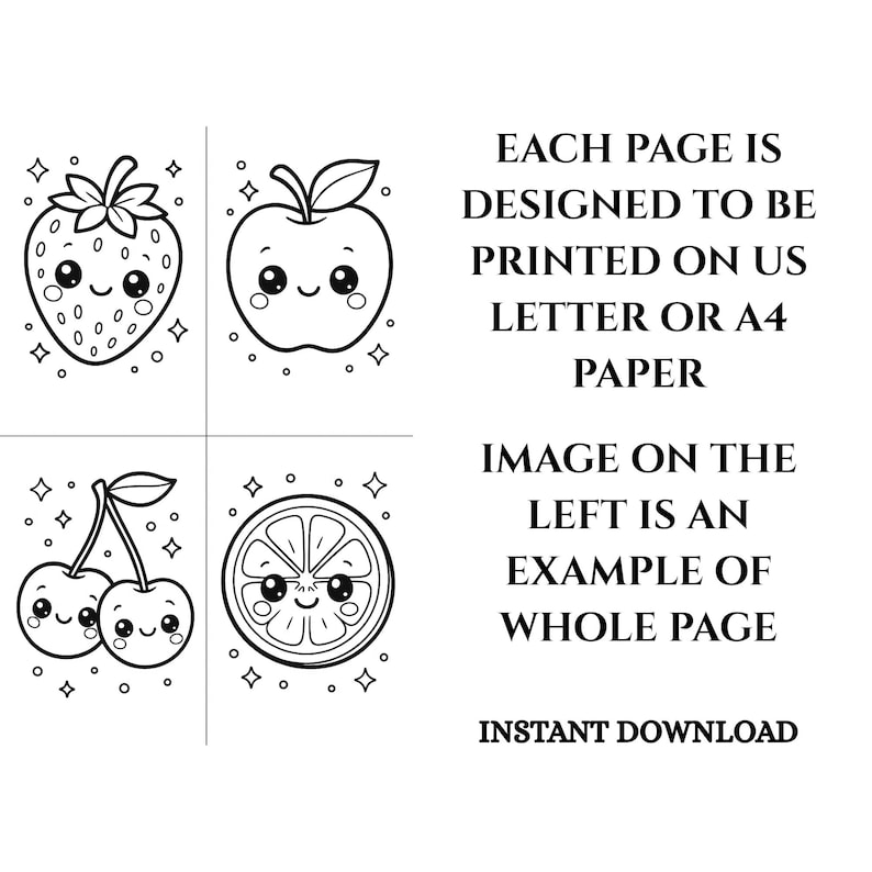 20 Cute Kawaii Fruit Coloring Pages - Adult and Kids Coloring Book ...
